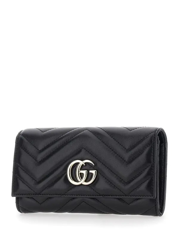 Gucci Gg Marmont Continental' Black Wallet With Quilted Design And Gg Logo In Leather For - Multicolor