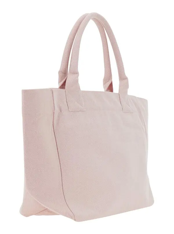 GANNI Trapeze Medium' Pink Tote Bag With Logo Lettering And Print On The Front In Cotton For - Multicolor