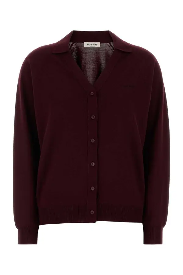 Miu Miu Burgundy Wool Cardigan