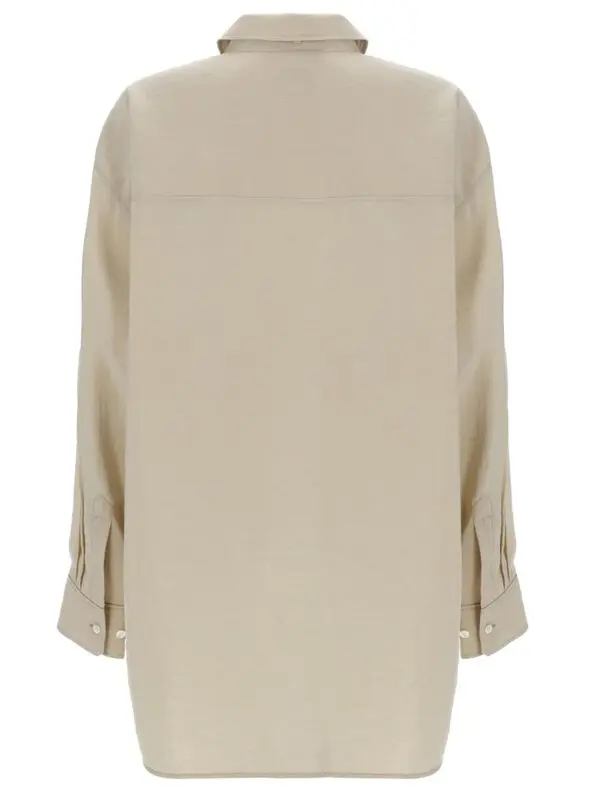LEMAIRE Long Shirt With Tie Detail - Cream