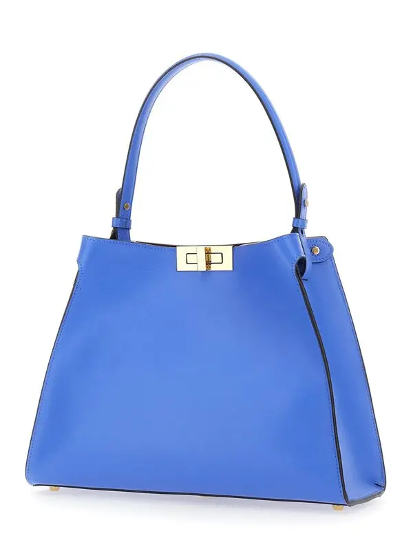 Fendi Way' Blue Handbag With Removable Handle And Turn Lock In Leather For - Multicolor