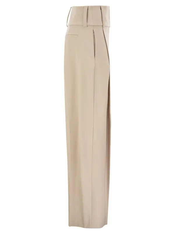 Sportmax Spxgirino Wide-leg Stretch Virgin Wool Trousers - Cream