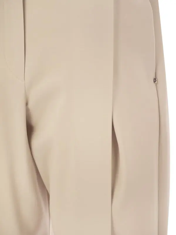 Sportmax Spxgirino Wide-leg Stretch Virgin Wool Trousers - Cream