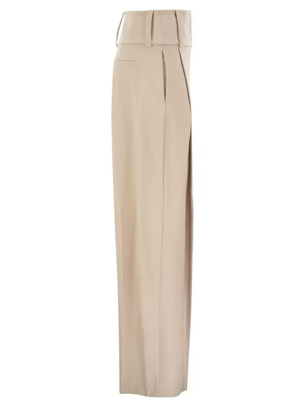 Sportmax Girino Wide-leg Stretch Virgin Wool Trousers - Cream