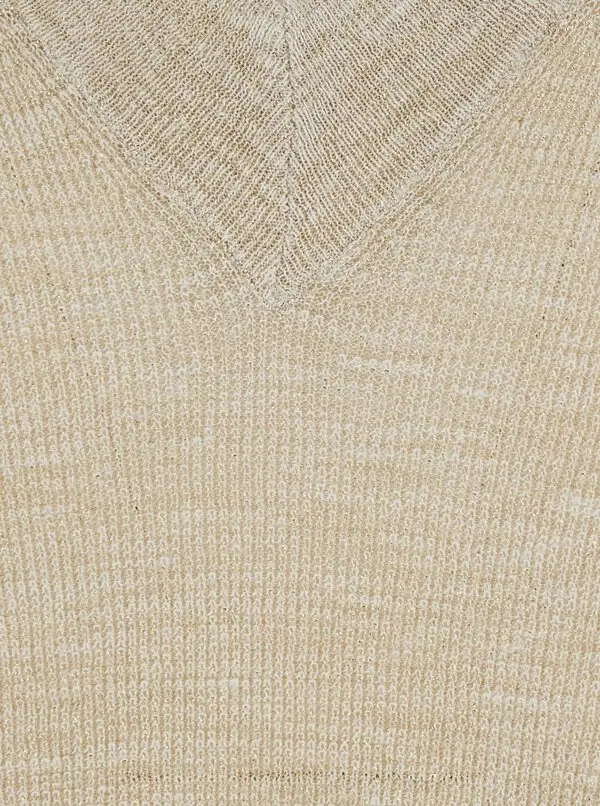 Brunello Cucinelli Metallic Linen Blend V-neck Sweater - Multicolor