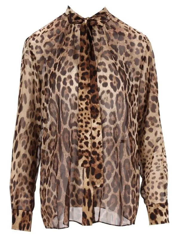Dolce & Gabbana Leopard Print Chiffon Silk Shirt - Multicolor