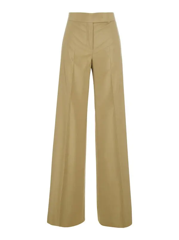 Max Mara Bronte' Beige Pants With Side Pockets In Wool And Silk - Multicolor