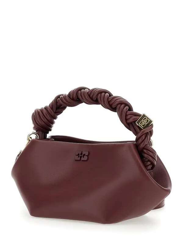 GANNI Bou' Bordeaux Mini Handbag With Braided Handle And Removable Shoulder Strap In Leather - Multicolor
