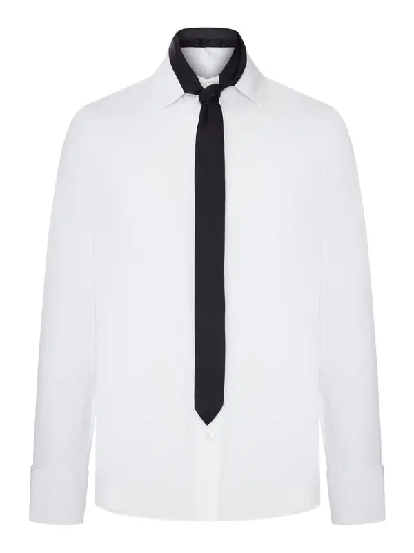 Sacai Cotton-blend Shirt With Integrated Tie
