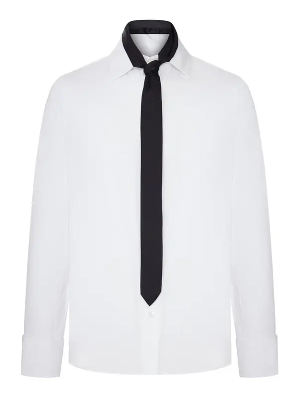 Sacai Cotton-blend Shirt With Integrated Tie