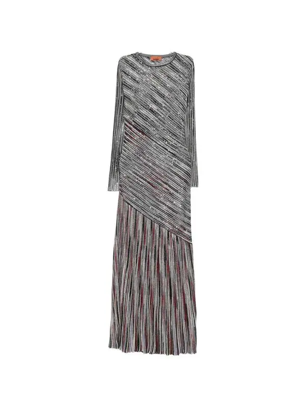 Missoni Long Striped Dress Embellished With Sequins - Multicolor