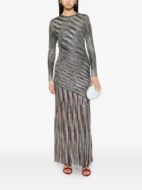 Missoni Long Striped Dress Embellished With Sequins - Multicolor