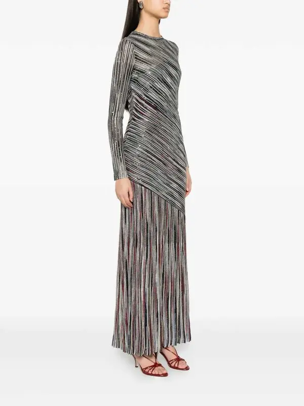 Missoni Long Striped Dress Embellished With Sequins - Multicolor