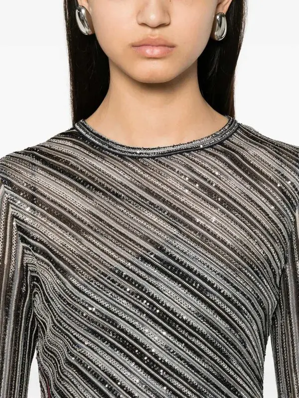 Missoni Long Striped Dress Embellished With Sequins - Multicolor