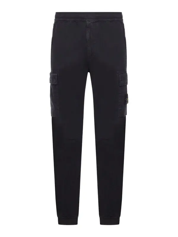 Stone Island Regular Fit Tapered Cargo Pants With Drawstring Waist - Black