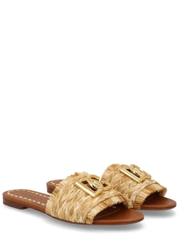 Dolce & Gabbana Sandal With Logo - Cream