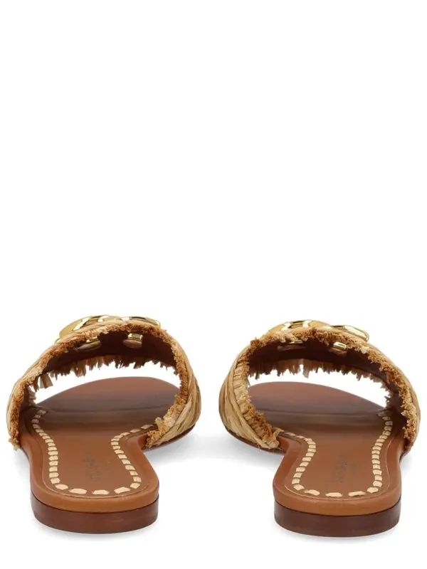 Dolce & Gabbana Sandal With Logo - Cream