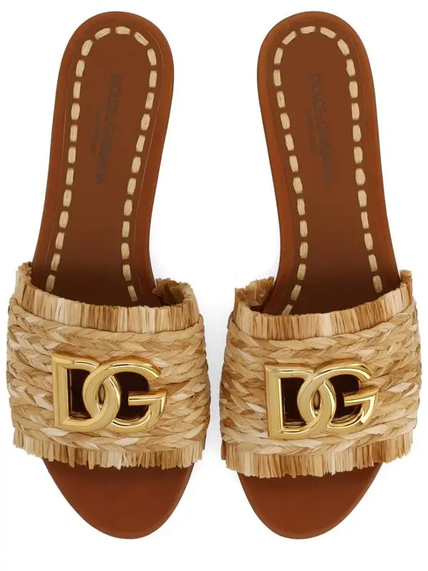 Dolce & Gabbana Sandal With Logo - Cream