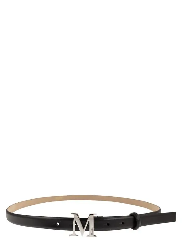 Max Mara Mclassic20s Monogram Leather Belt - Black