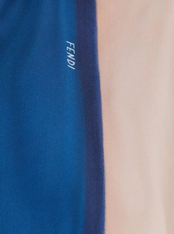 Fendi Crop Shirt With Logo Embroidery On The Side And All-over Striped Motif In Silk For - Multicolor