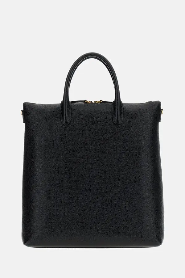 Thom Browne Zip Vertical Tote In Pebble Grain Leather