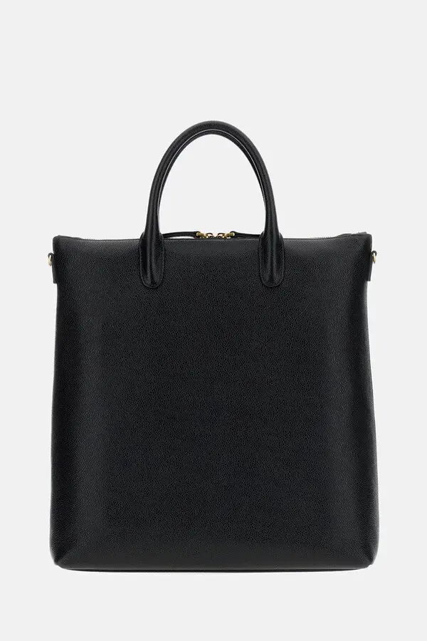 Thom Browne Zip Vertical Tote In Pebble Grain Leather - Multicolor
