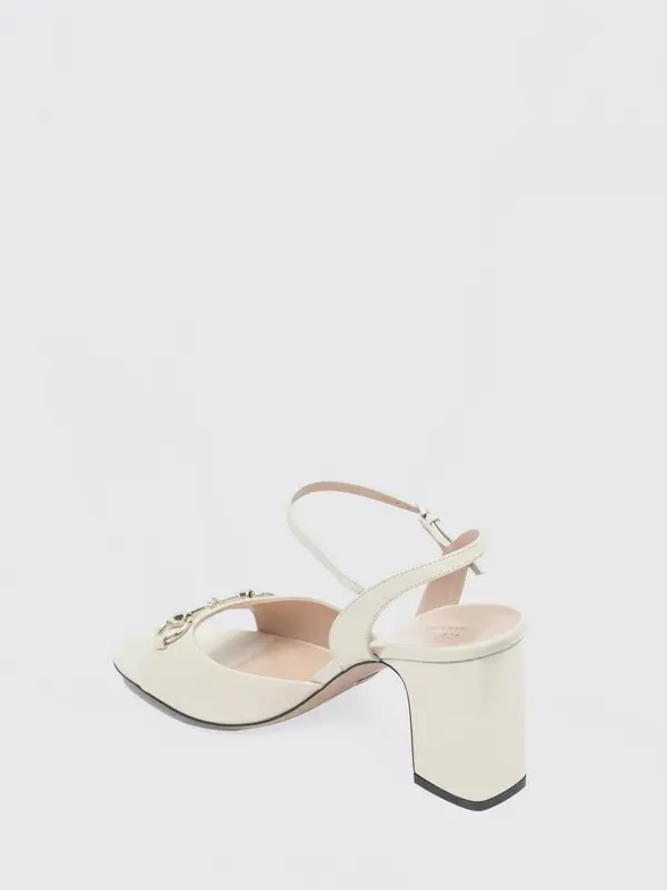 Gucci Leather Horsebit Heeled Sandals - White