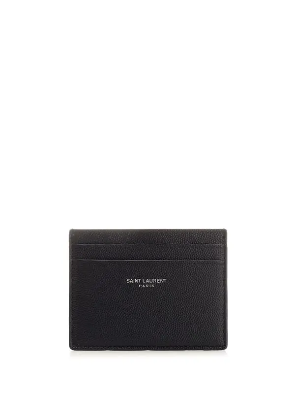 Saint Laurent Card Holder With Printed Logo - Black