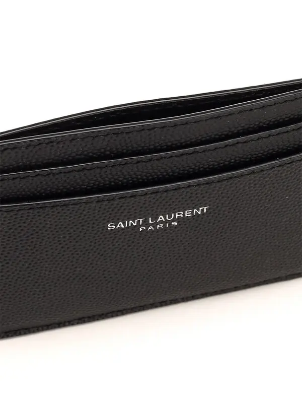 Saint Laurent Card Holder With Printed Logo - Black