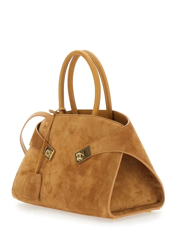 FERRAGAMO Hug Suede Handbag - Cream