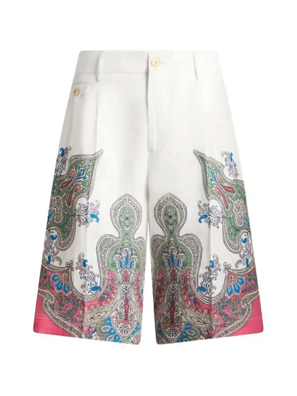 Etro Paisley Print Shorts - White
