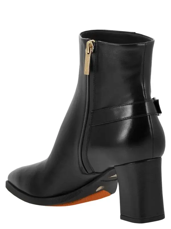 Santoni Elly65 Leather Ankle Boots With Block Heel