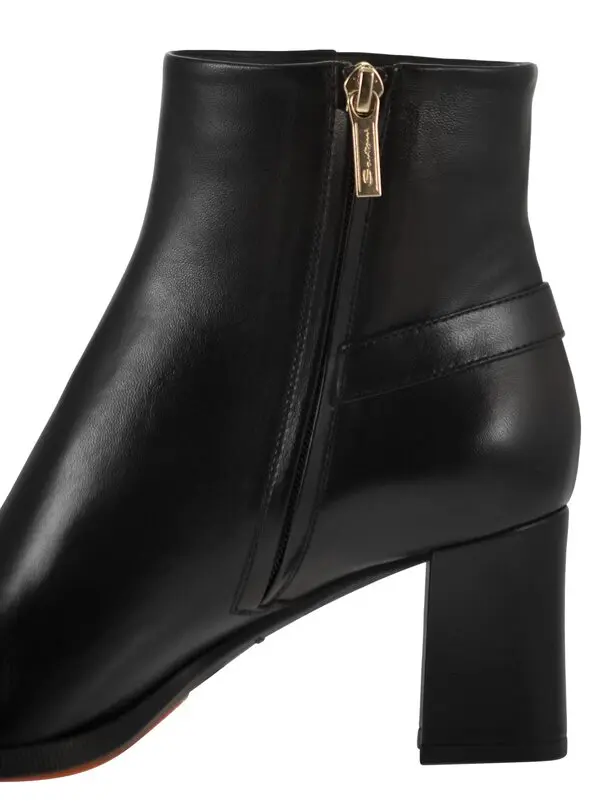 Santoni Elly65 Leather Ankle Boots With Block Heel