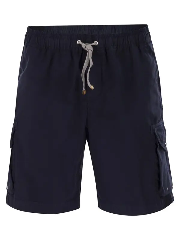 Brunello Cucinelli Cotton Gabardine Bermuda Shorts - Blue
