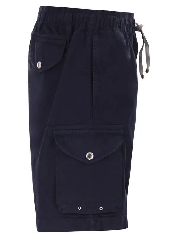 Brunello Cucinelli Cotton Gabardine Bermuda Shorts - Blue