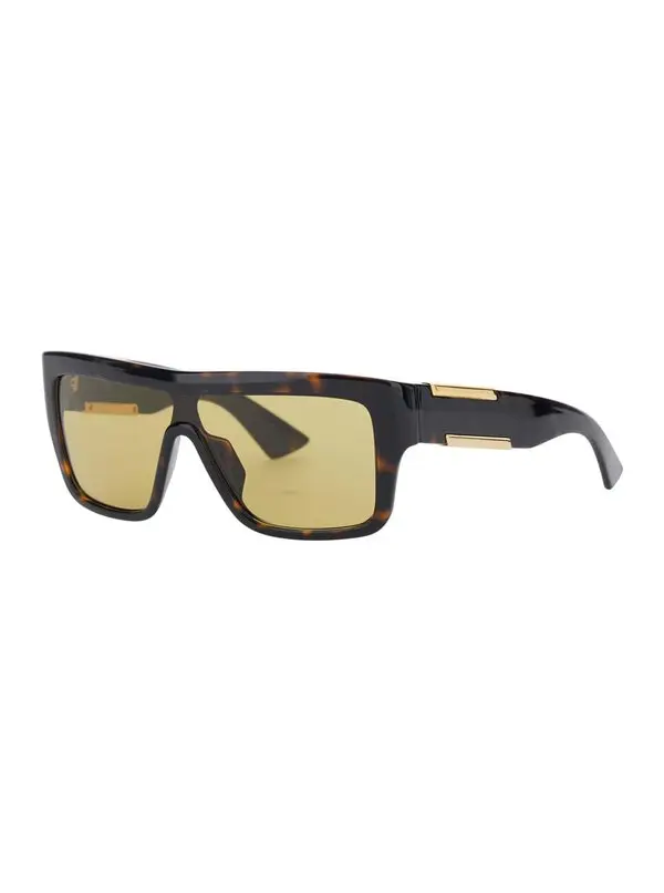 Bottega Veneta Aviator Sunglasses With Square Lenses And Metal Plates On The Side In Plastic For - Brown