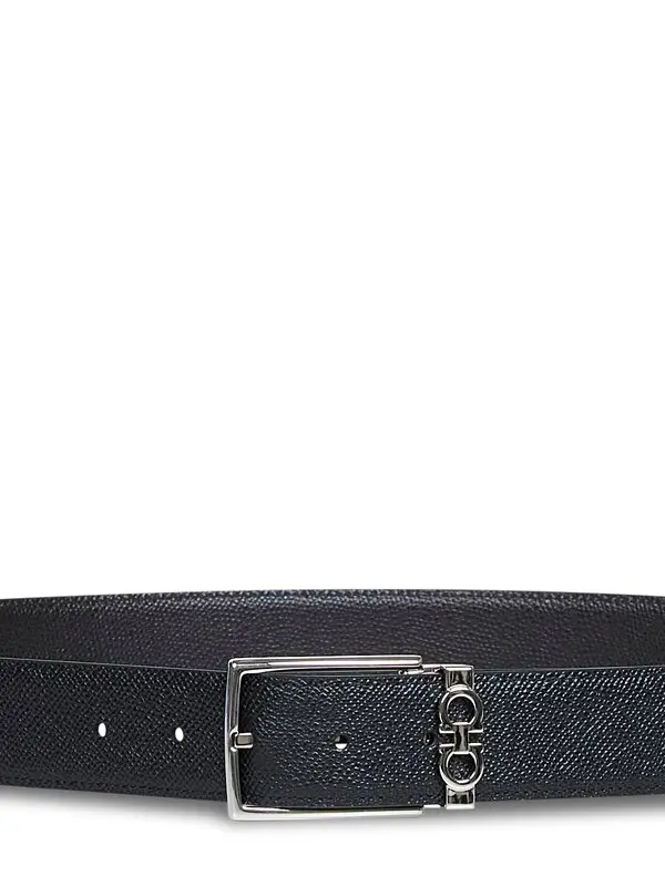 FERRAGAMO Black And Dark Brown Reversible Gancini Belt