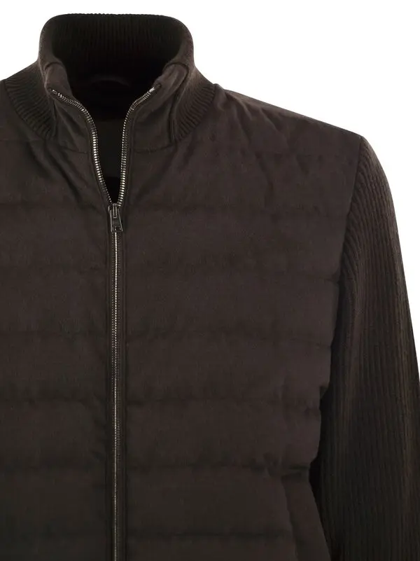 Herno Quilted Knit And Fabric Jacket With High Collar