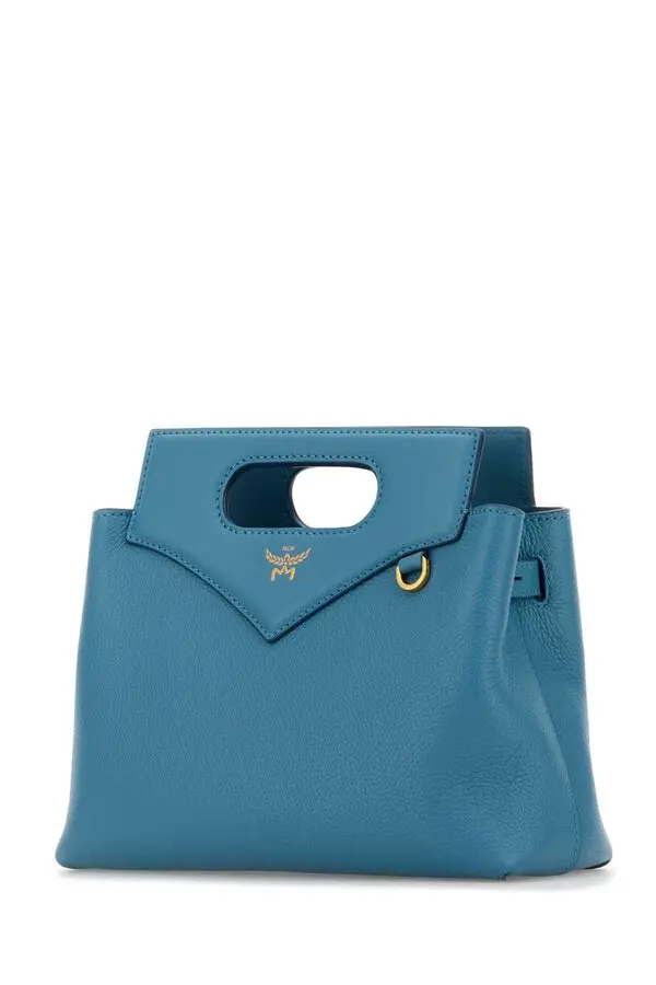 Mcm Turquoise Leather Mini Soft Diamond Handbag