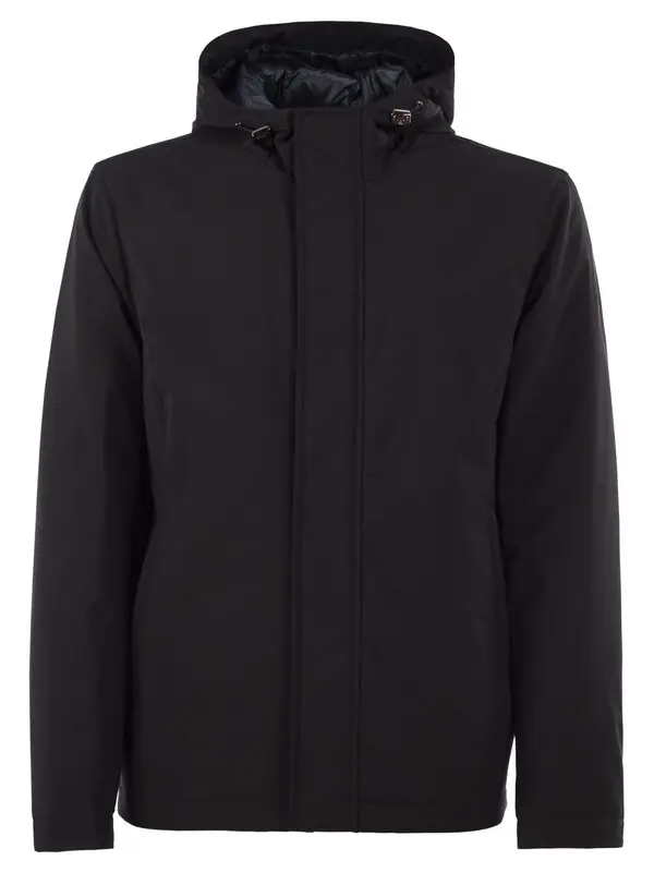 Herno Stretch Technical Fabric Hooded Padded Jacket - Blue