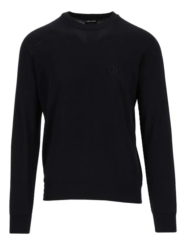 Giorgio Armani Crew Neck Wool Sweater - Blue