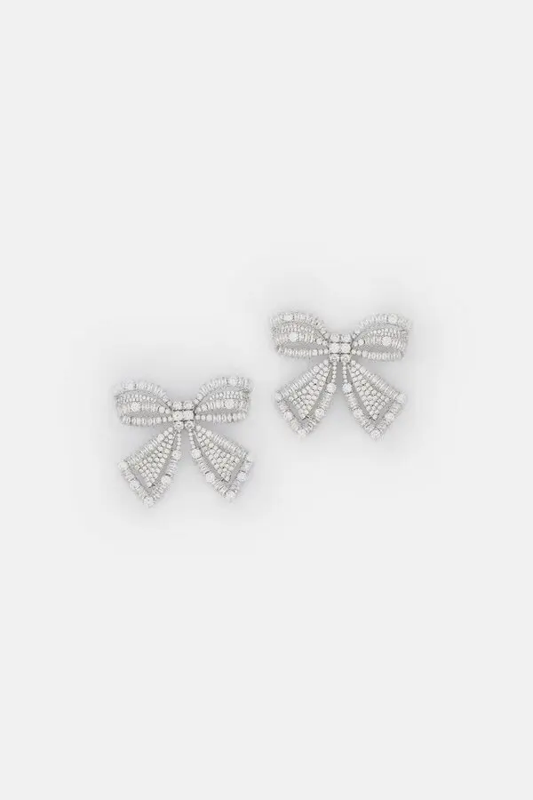 SELF-PORTRAIT Crystal Bow Earrings - Multicolor