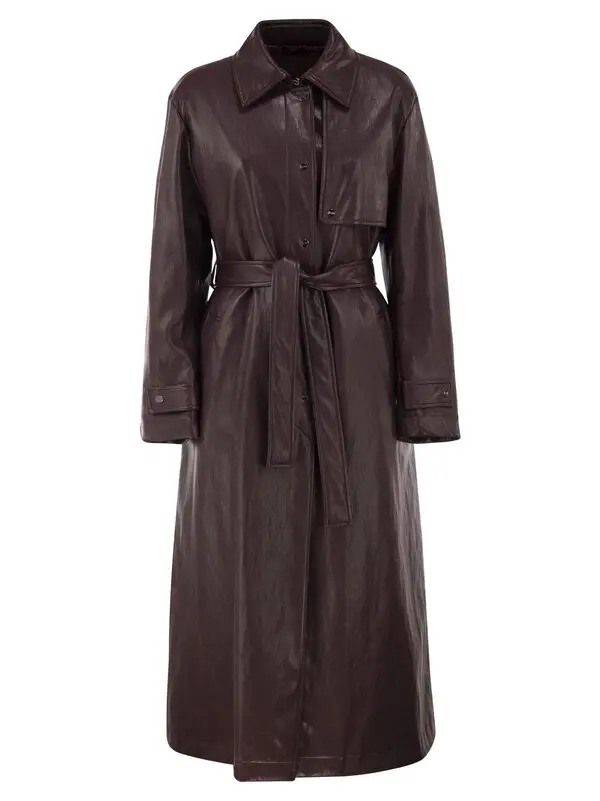 Herno Long Belted Leather-effect Coat - Multicolor