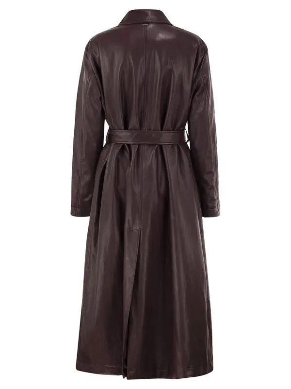 Herno Long Belted Leather-effect Coat - Multicolor