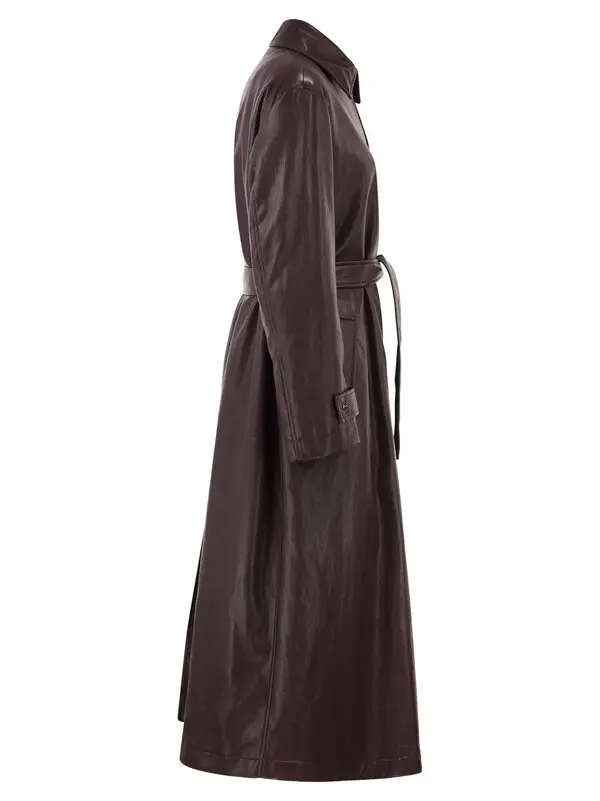 Herno Long Belted Leather-effect Coat - Multicolor