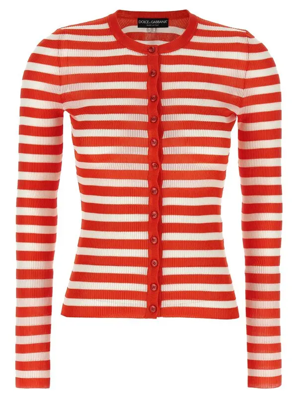 Dolce & Gabbana Striped Viscose Cardigan - Orange