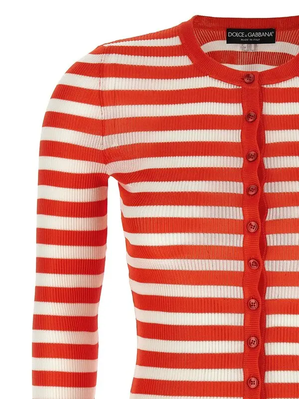 Dolce & Gabbana Striped Viscose Cardigan - Orange