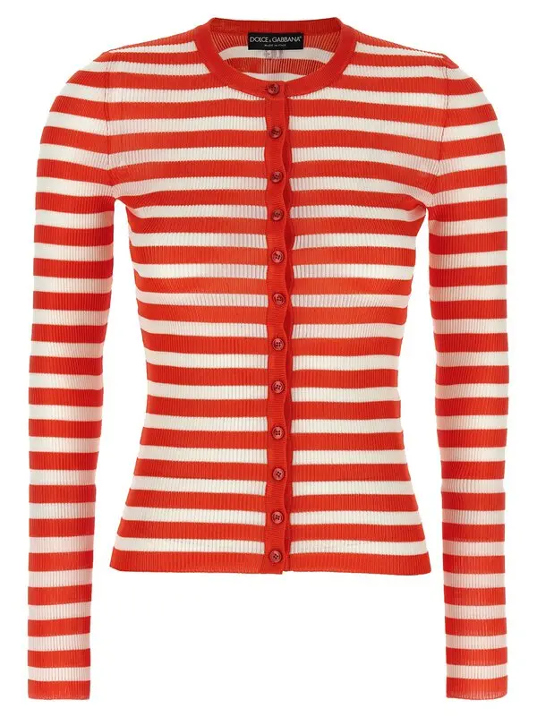 Dolce & Gabbana Striped Viscose Cardigan - Orange
