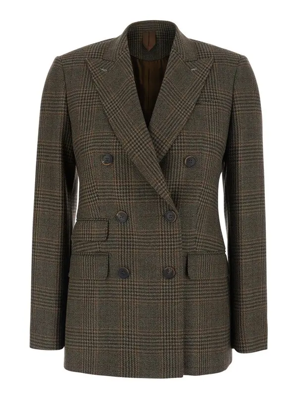 Max Mara Deserto Wool Check Jacket - Brown