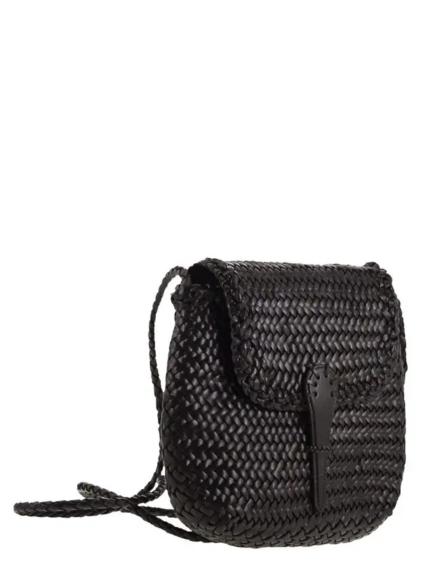 Dragon Diffusion Mini City Woven Leather Bag - Black